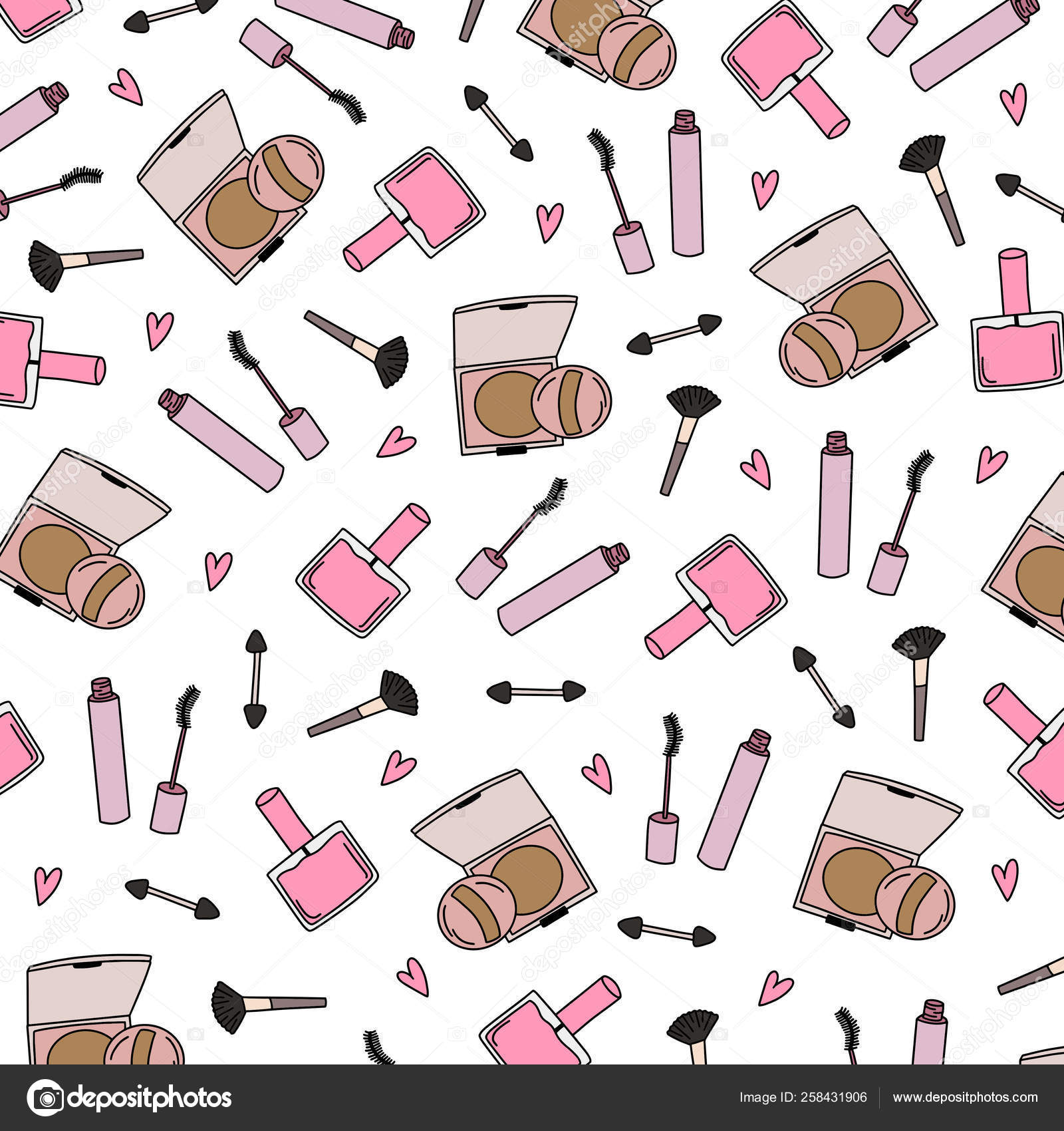 Hand Drawn Make Cosmetics Doodle Elements Cosmetic Doodles Isolated ...