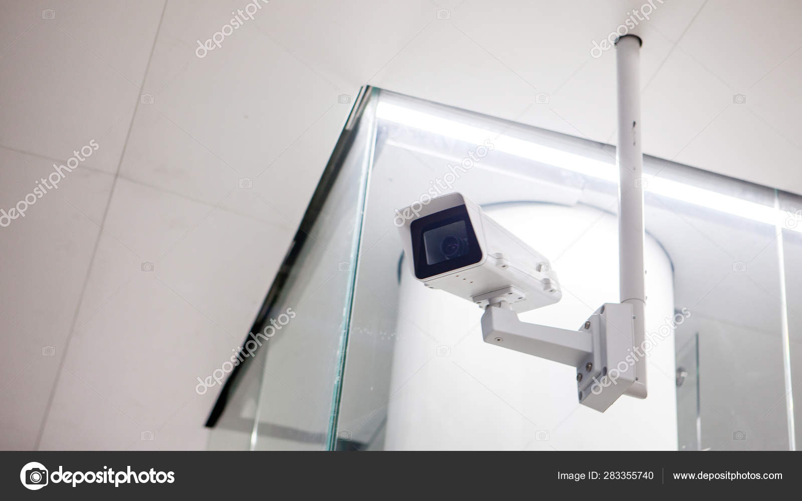 CCTV camera in the subway room, public place, security and video ...