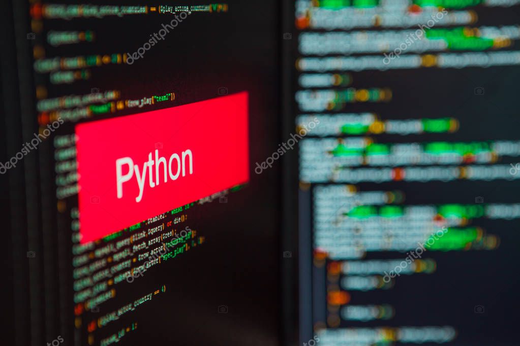 Lenguaje de programación, inscripción Python en el fondo del código ...