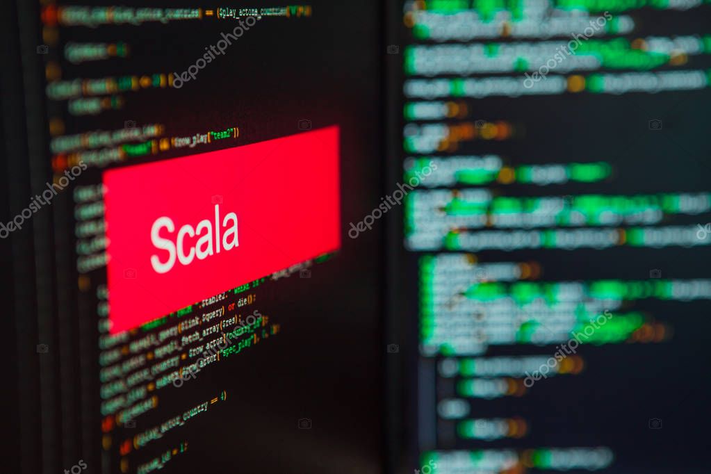 Lenguaje de programación, inscripción Scala en el fondo del código ...