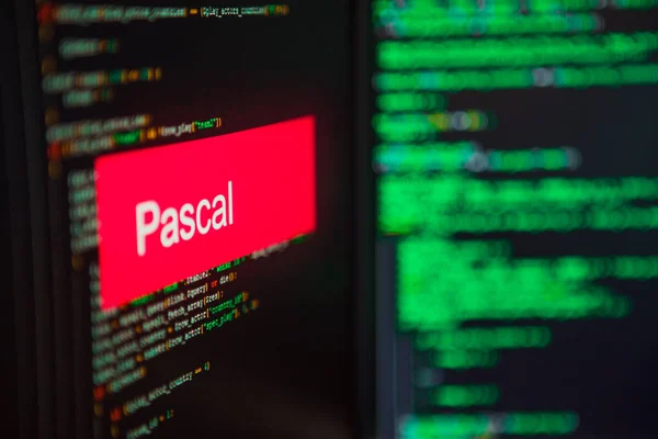 Programming language, Pascal inscription on the background of computer ...