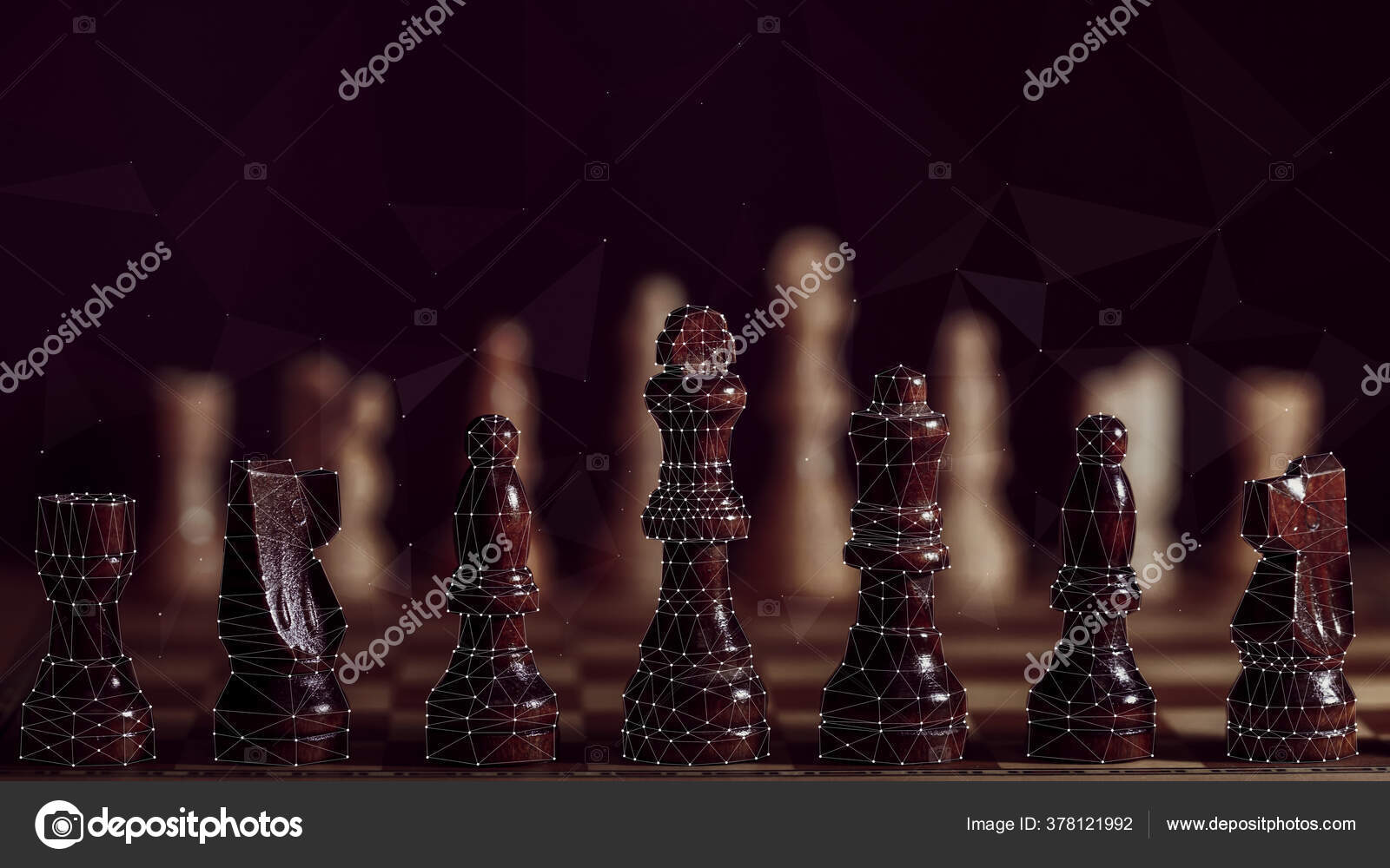 Tactics and strategy, a game of chess. Chess pieces on a Board with ...