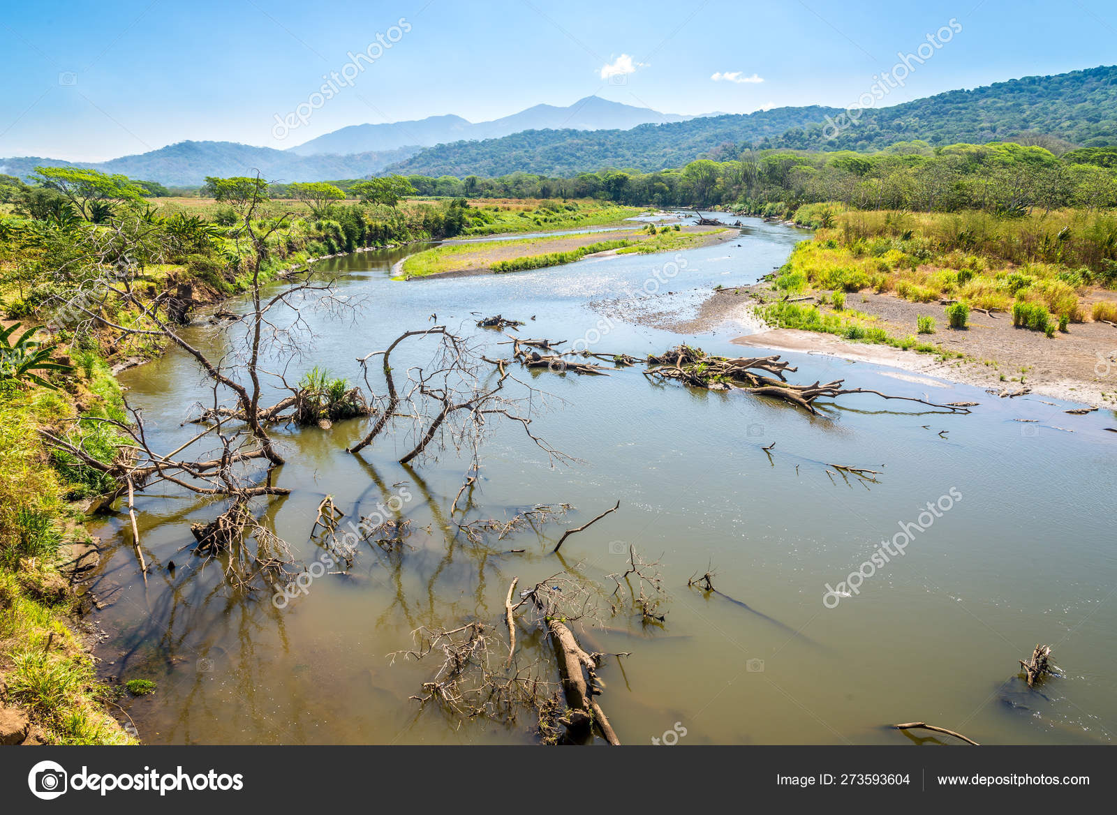 View at the River Tarcoles from Crocodile Bridge in Costa Rica Stock ...
