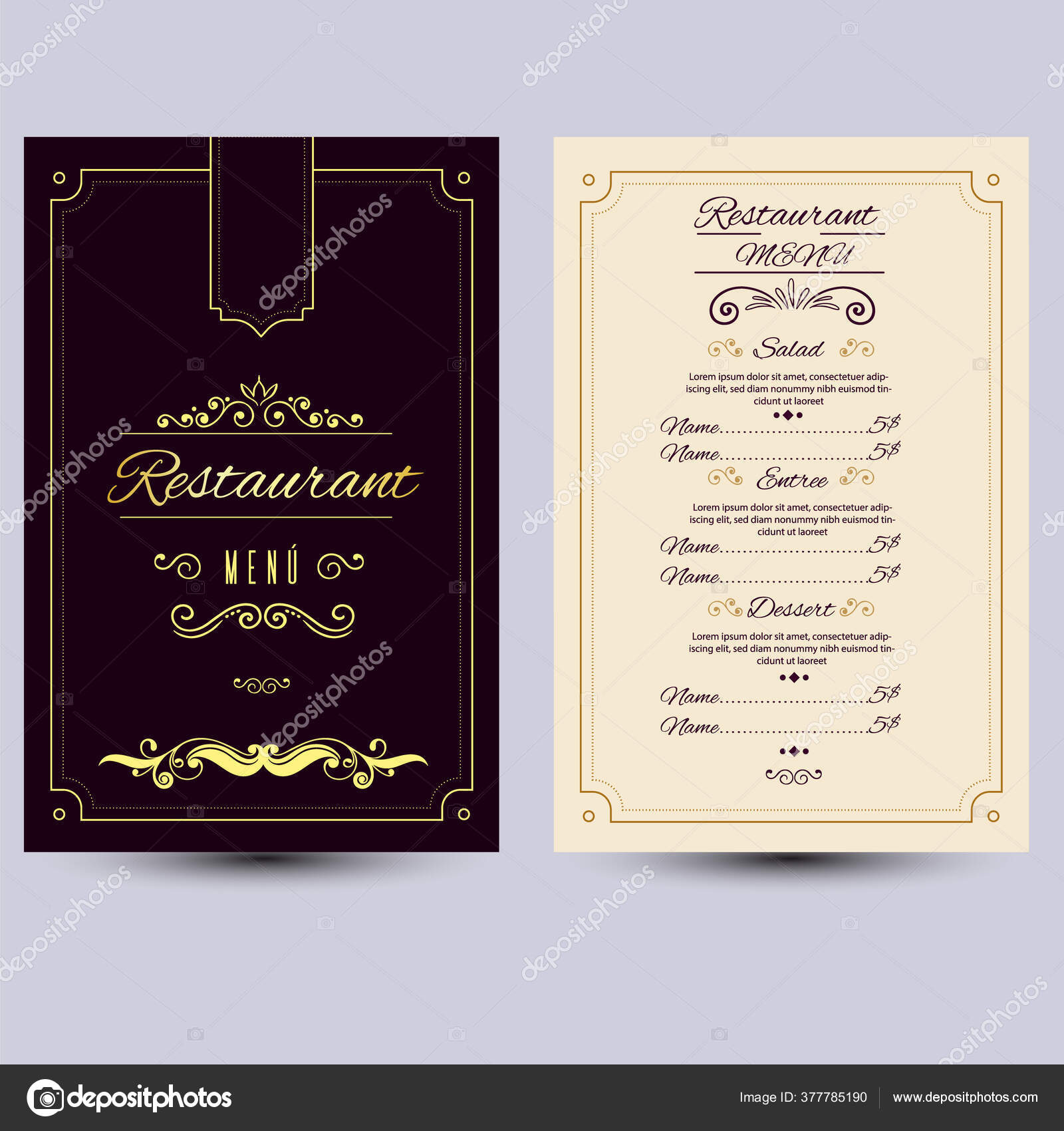 Vector Luxury Restaurant Menu Design Vector Template Layered — Stock ...