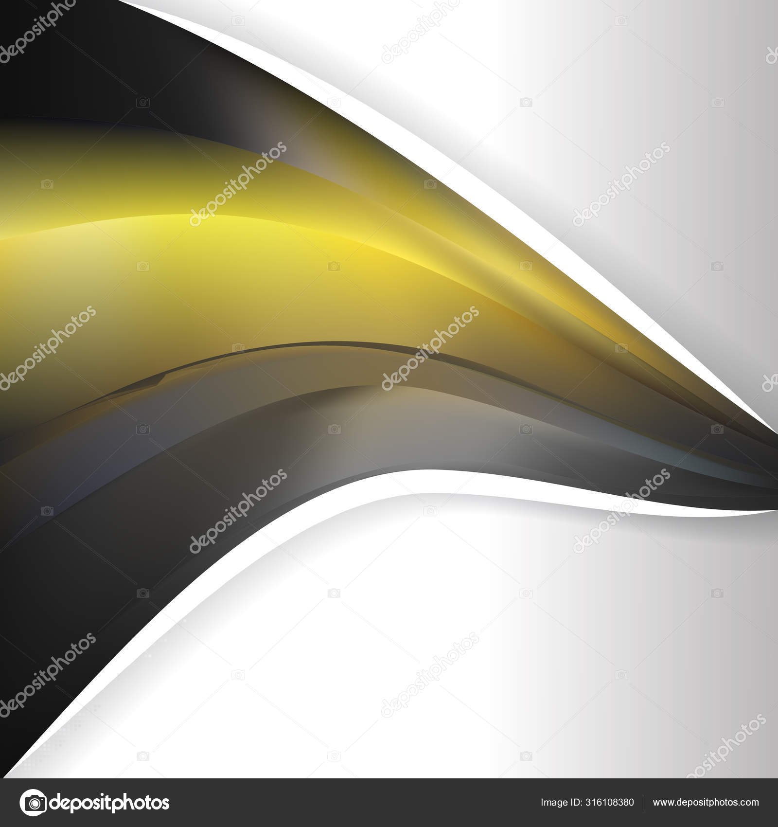 Flowing Golden Yellow Wave Background Copy Space Vector — Stock Vector ...