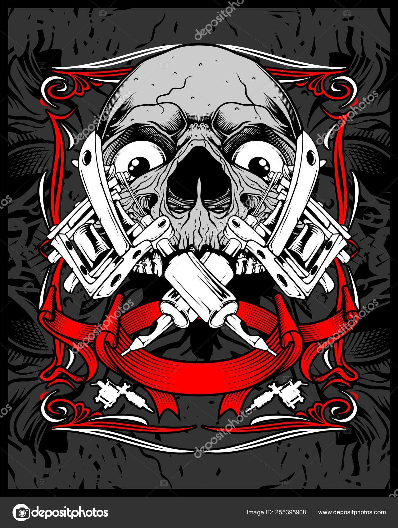 Gun And Skull Tattoo Drawings