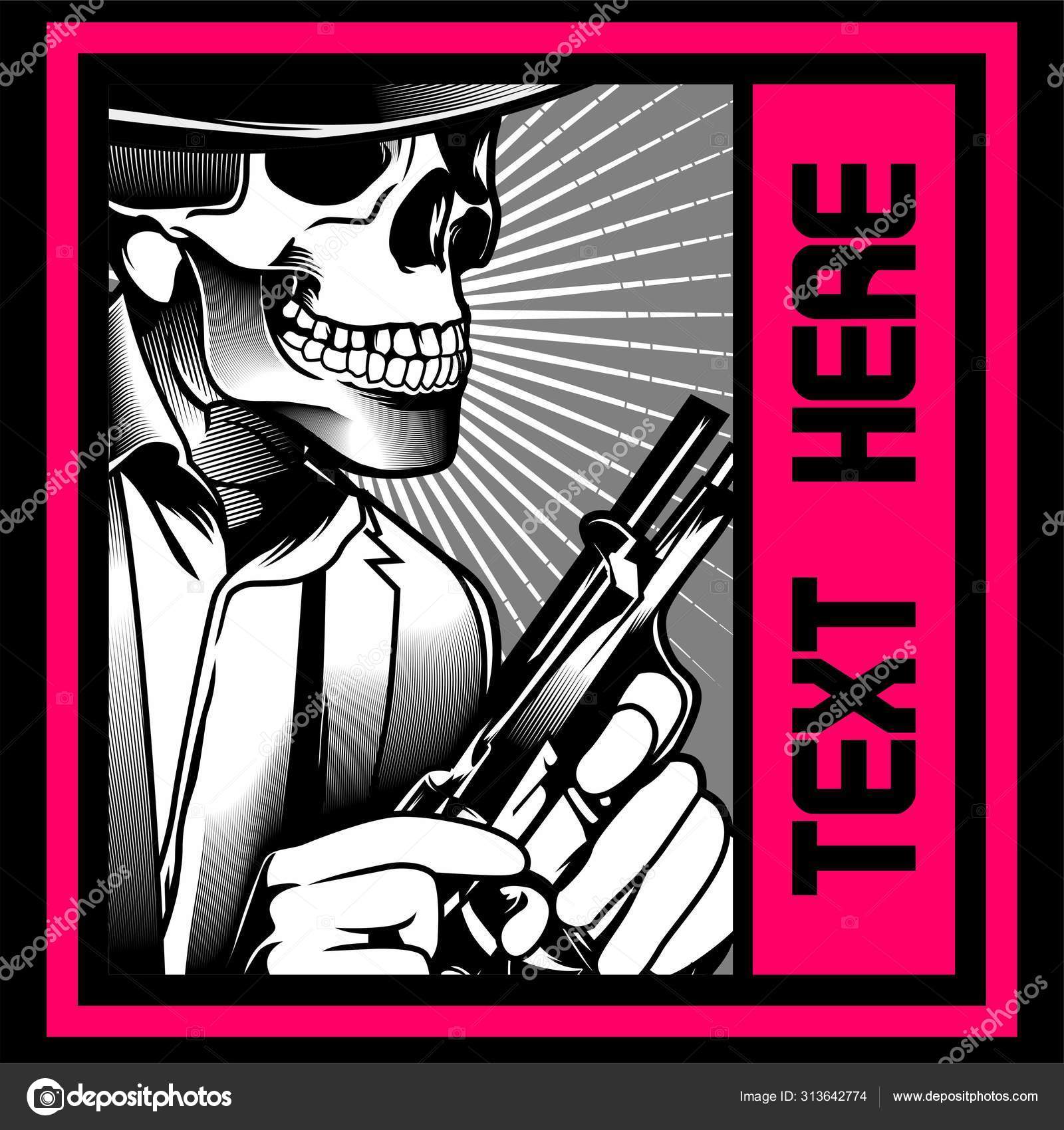 Skull And Guns Vector