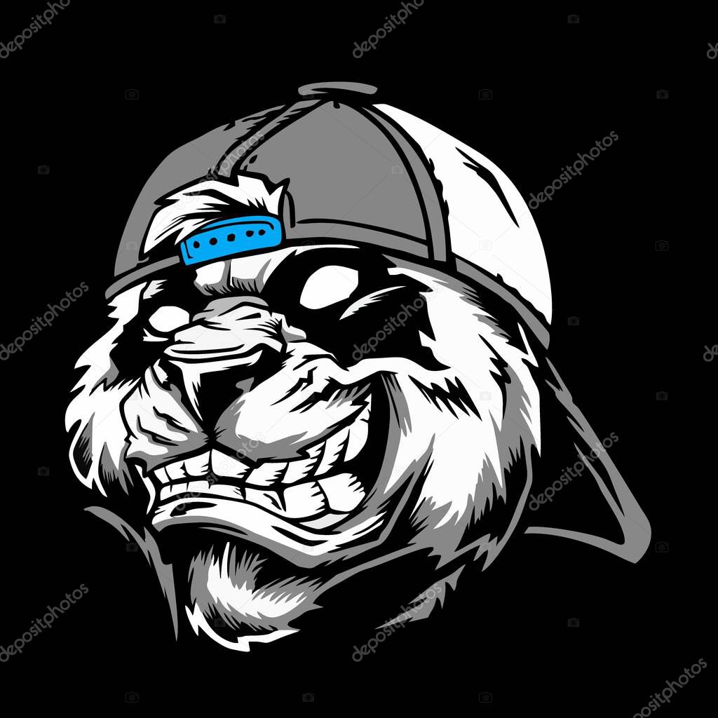 cabezal de panda enojado con un dibujo a mano hat.vector, diseños de ...