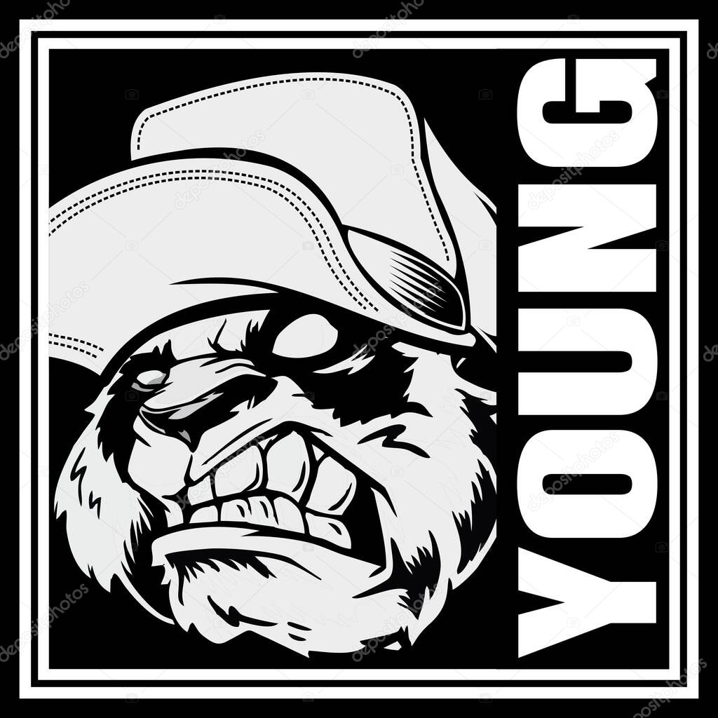 cabezal de panda enojado con un dibujo a mano hat.vector, diseños de ...