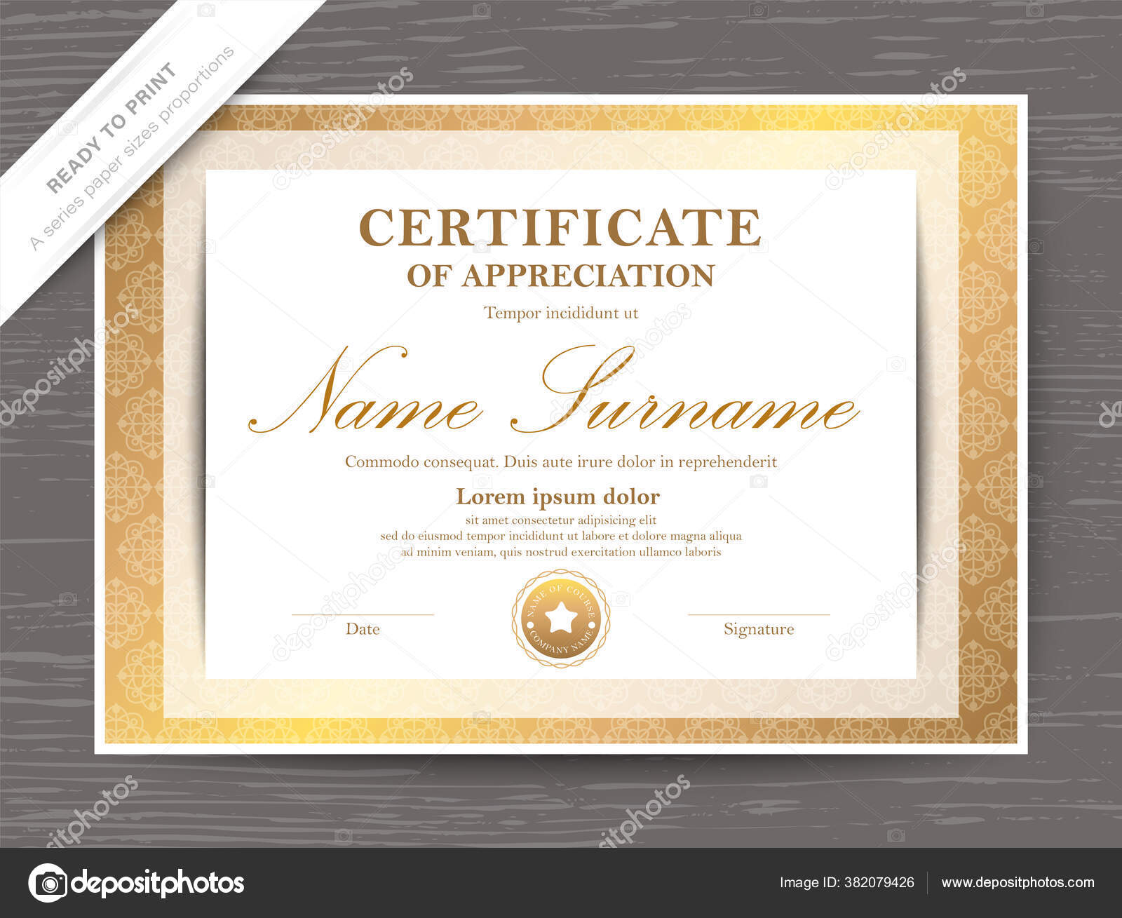 Gouden Certificaat Rand Sjabloon