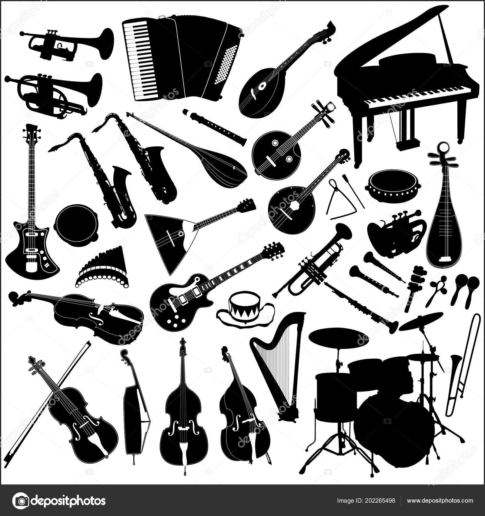 Set Vector Musical Instruments White Background Stock Vector Image by ...