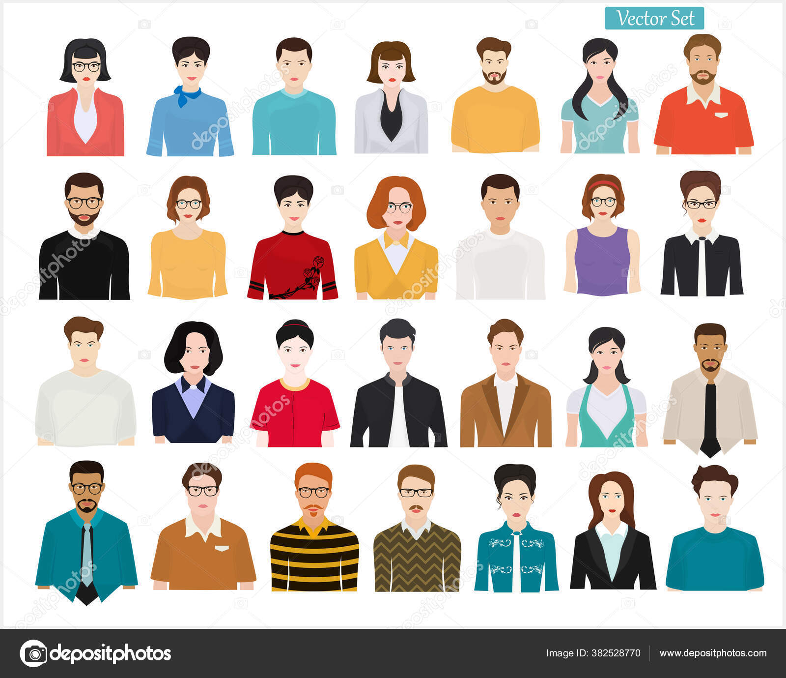 Image vectorielle Ensemble Personnes Différentes Sur Fond Clair ...