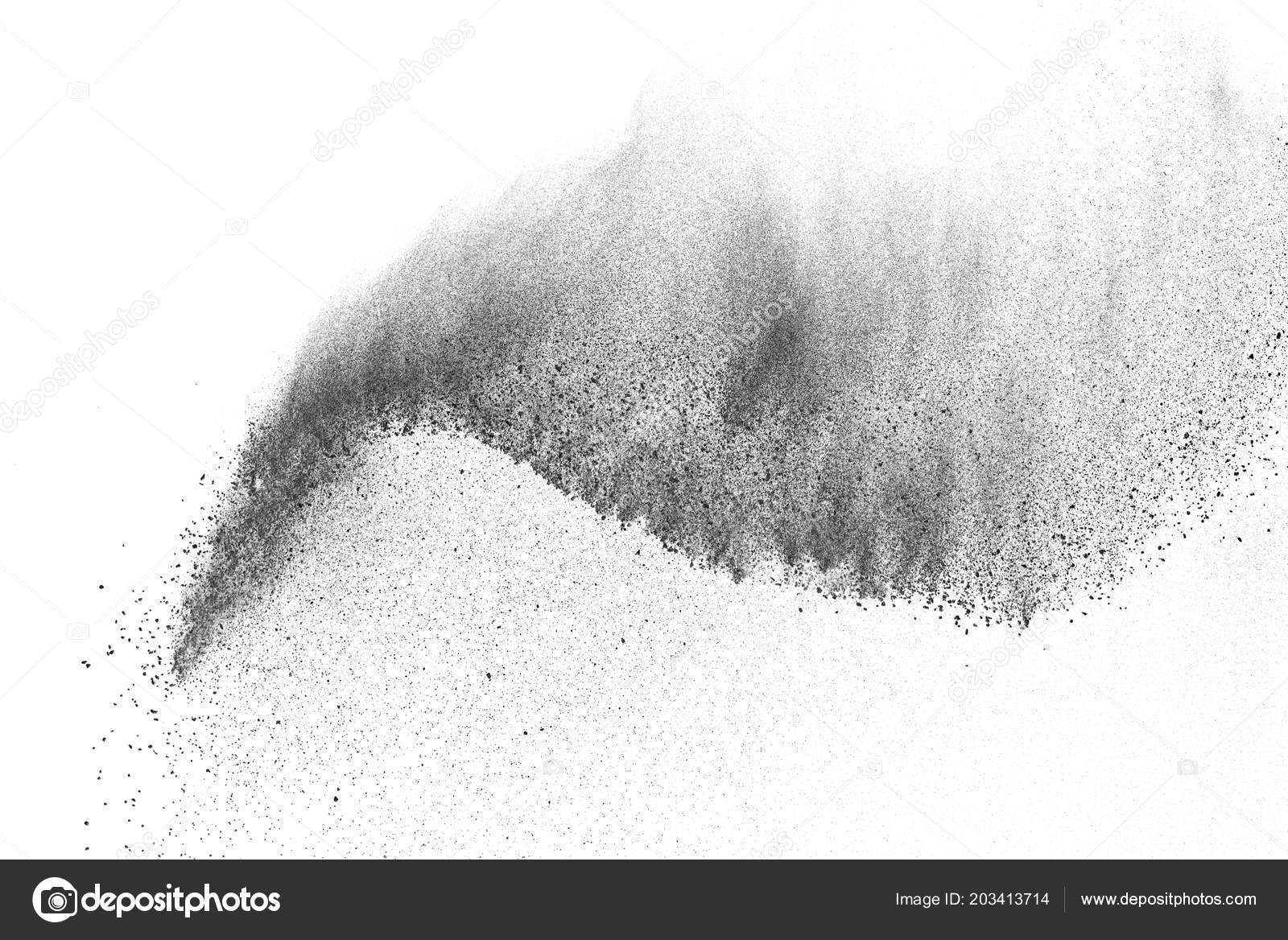 Black Particles Explosion Isolated White Background Abstract Dust ...