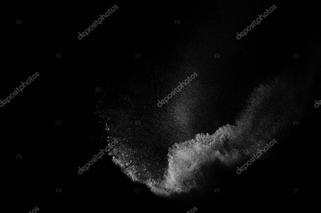 Congelar el movimiento de part culas blancas sobre fondo negro. Explosi ...