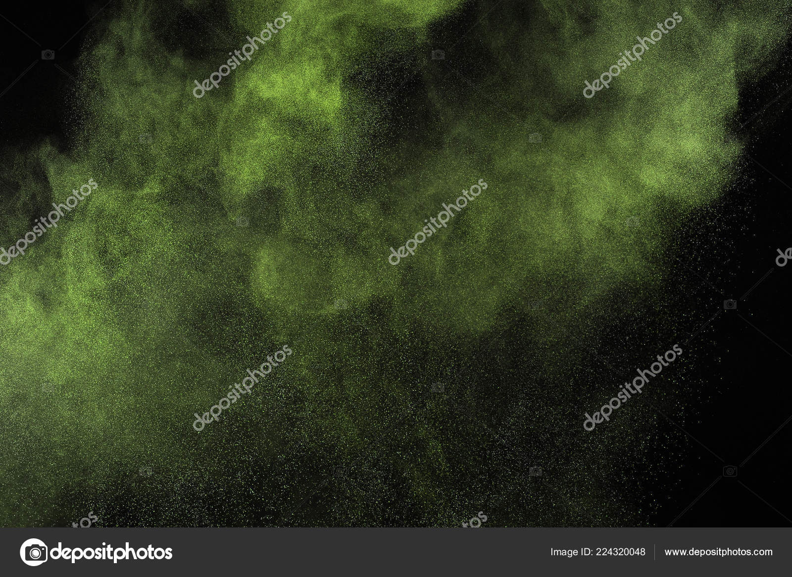 Light Green Powder Explosion Black Background Citron Color Cloud Lime ...