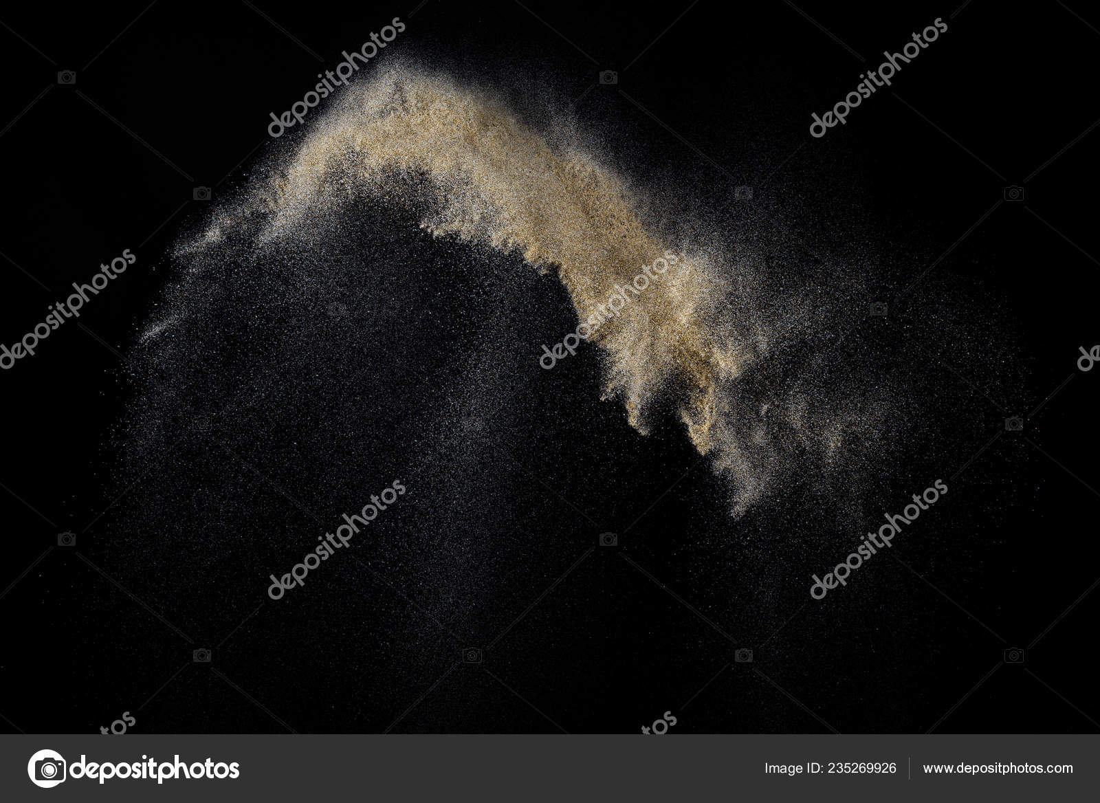 Sandy Explosion Isolated Black Background Abstract Particles Cloud ...
