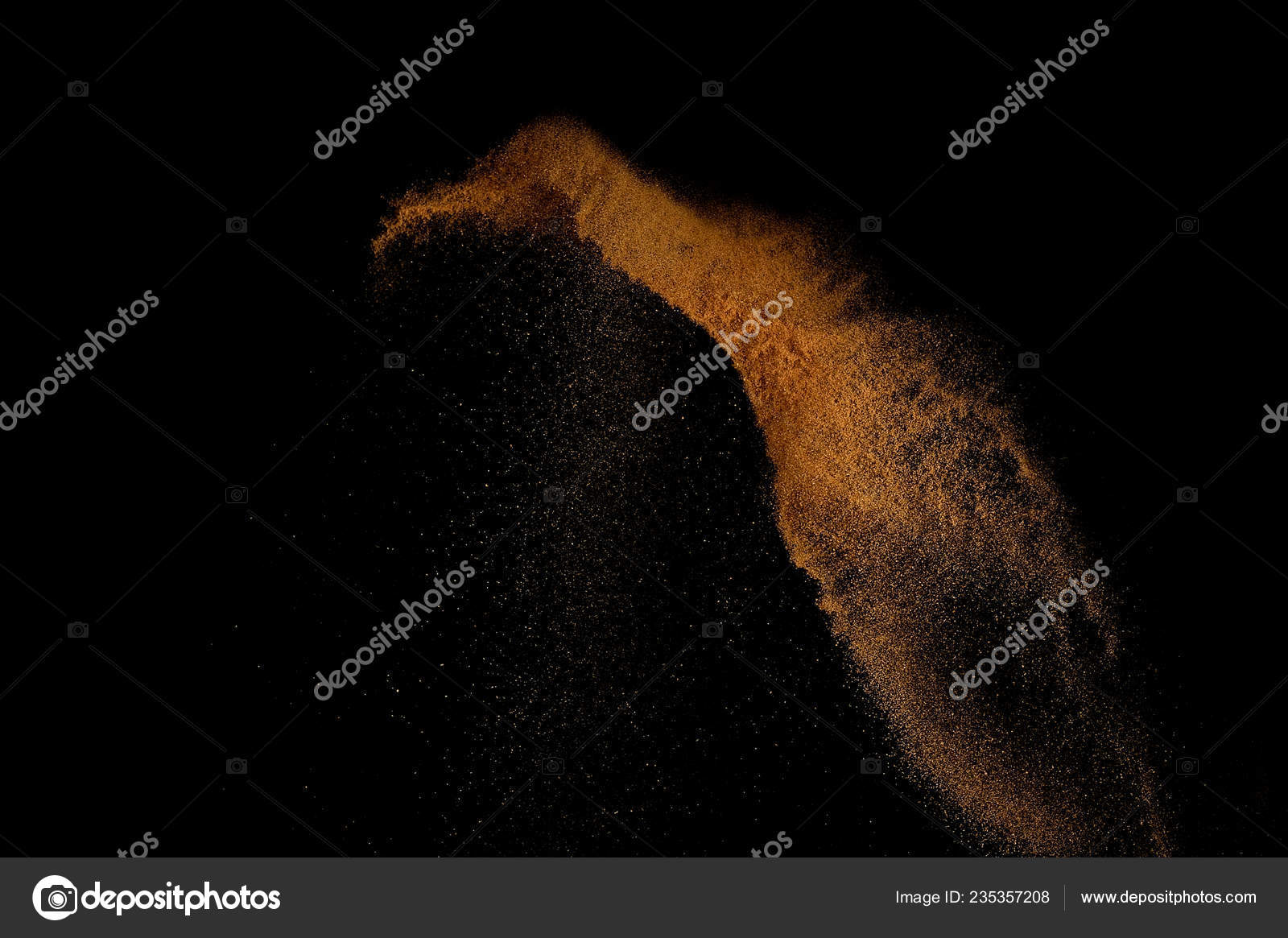 Sandy Explosion Isolated Black Background Abstract Sand Cloud Stock ...