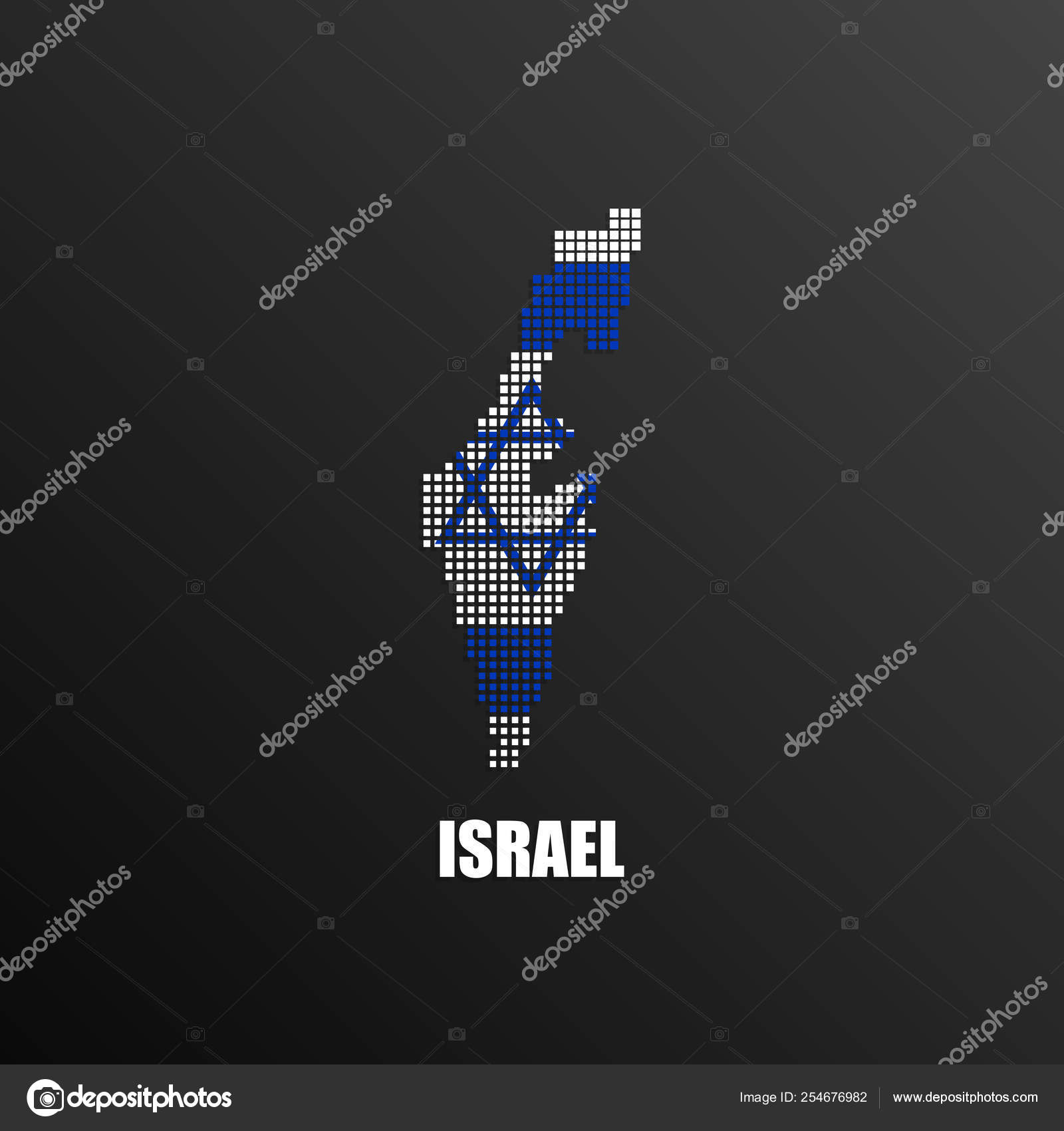 Pixelated kort over Israel med nationalt flag Stockvektor af ©Lawkeeper ...