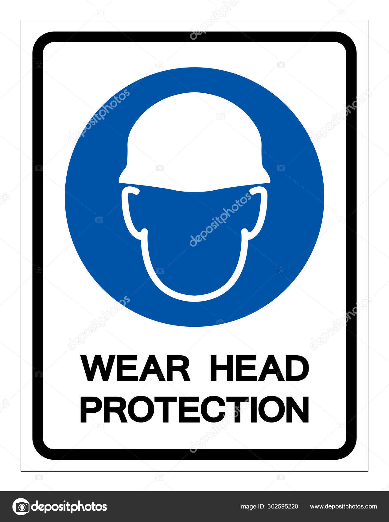 Wear Head Protection Symbol Sign,Vector Illustration, Isolated On White ...