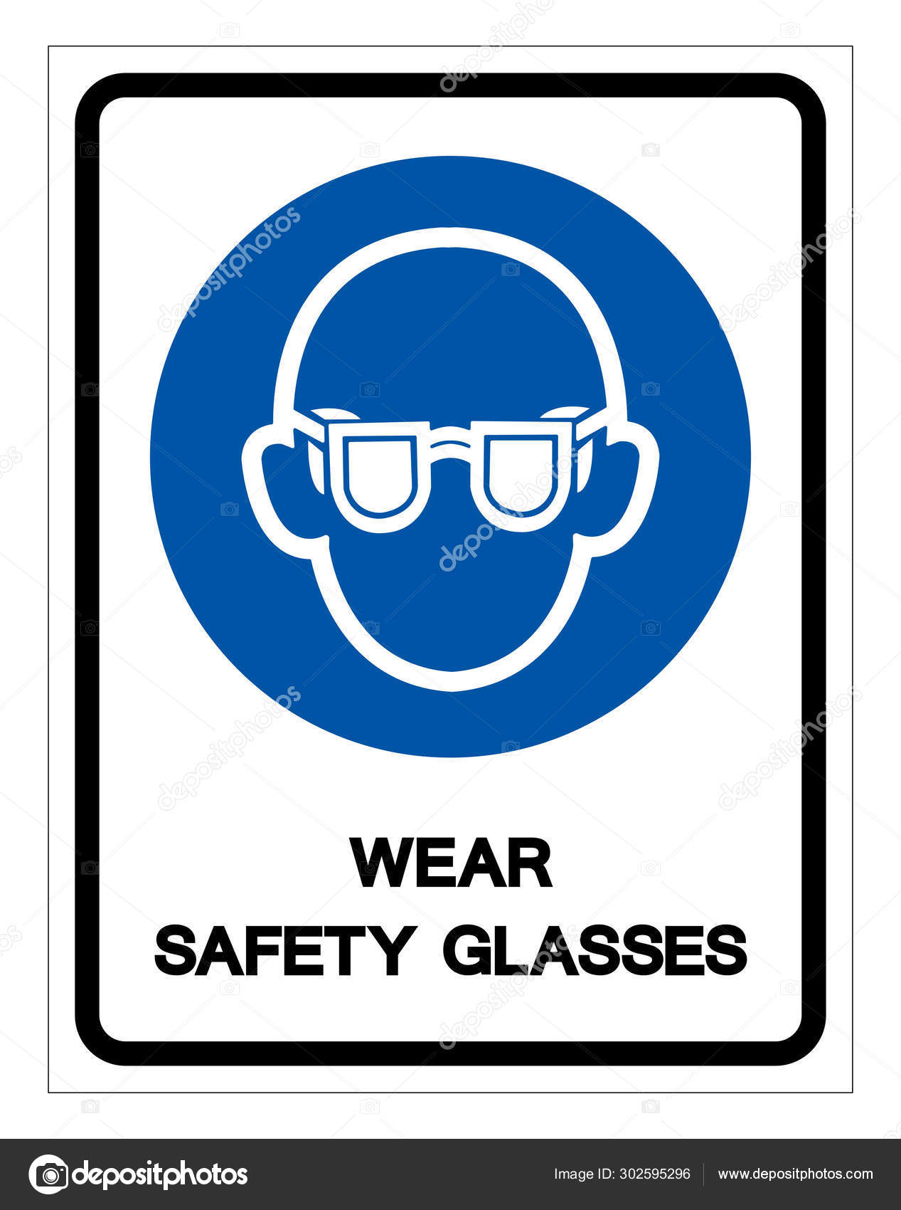 Wear Safety Glasses Must Be Worn Symbol Sign Vector Illustration