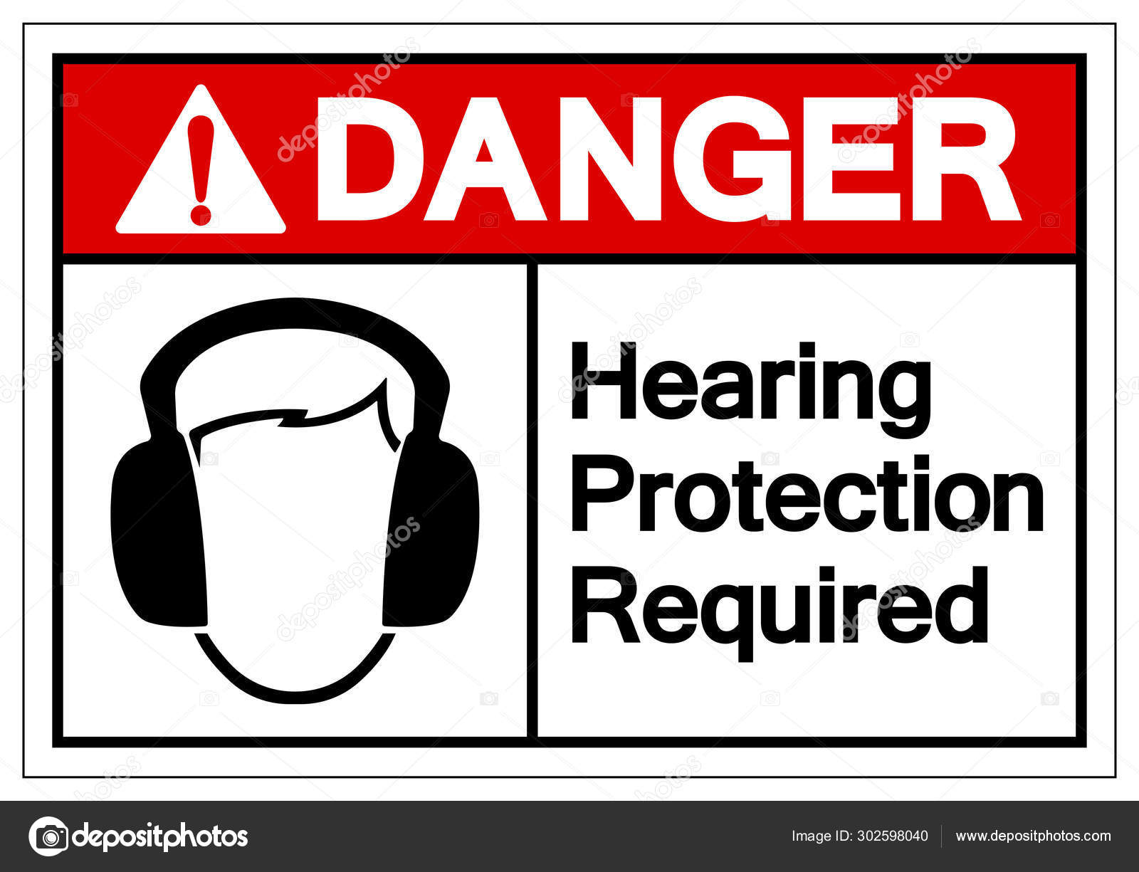 Danger Hearing Protection Required Symbol Sign, Vector Illustration ...