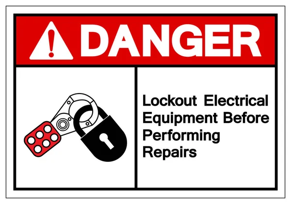 Caution Lockout Electrical Equipment Befor Performing Repairs Symbol ...