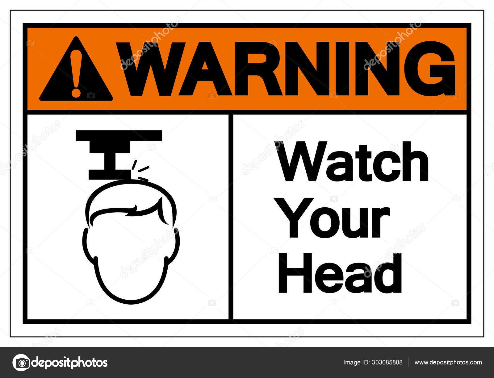 Warning Watch Your Head Symbol Sign, Vector Illustration, Isolate On ...