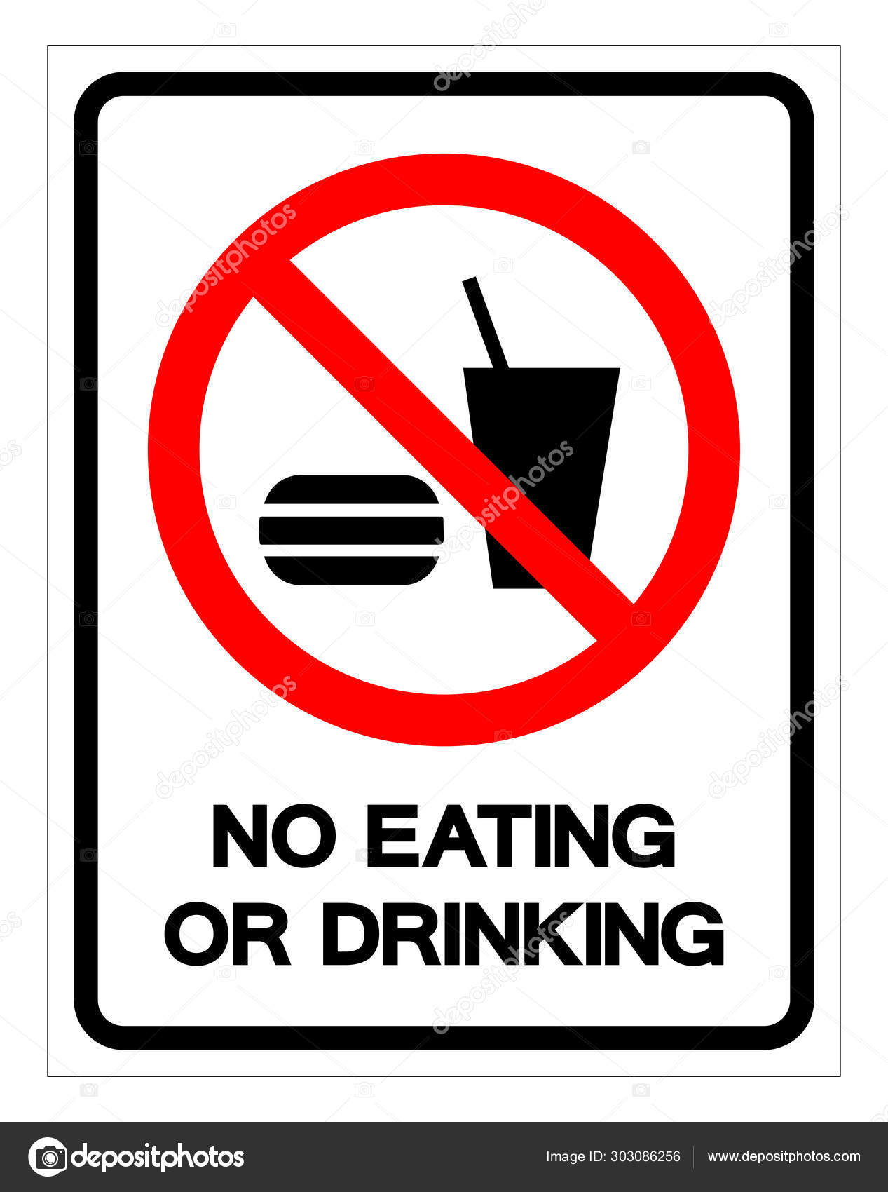 No Eating Or Drinking Symbol Sign, Vector Illustration, Isolate Stock ...