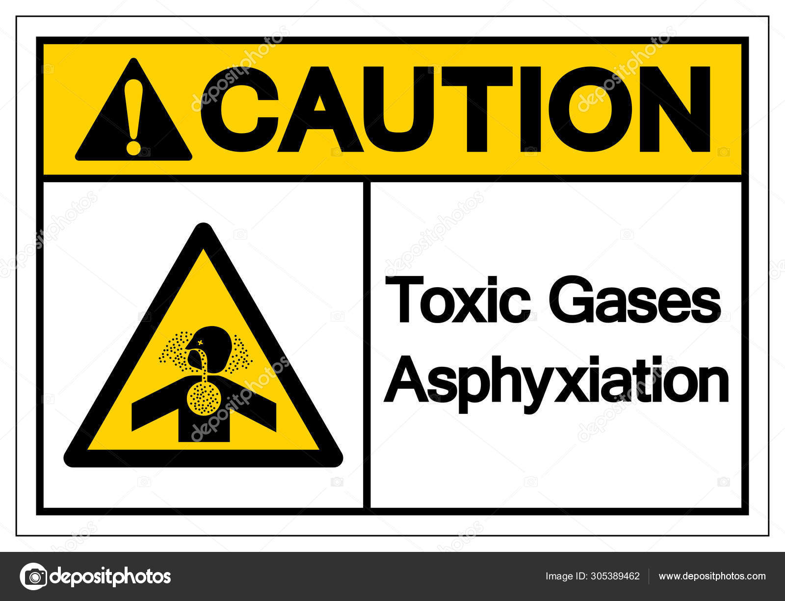 Caution Toxic Gases Asphyxiation Symbol Sign, Vector Illustration ...