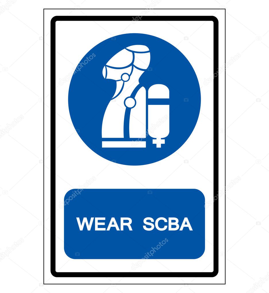 Use el signo del símbolo de SCBA, ilustración del vector, aísle en la ...
