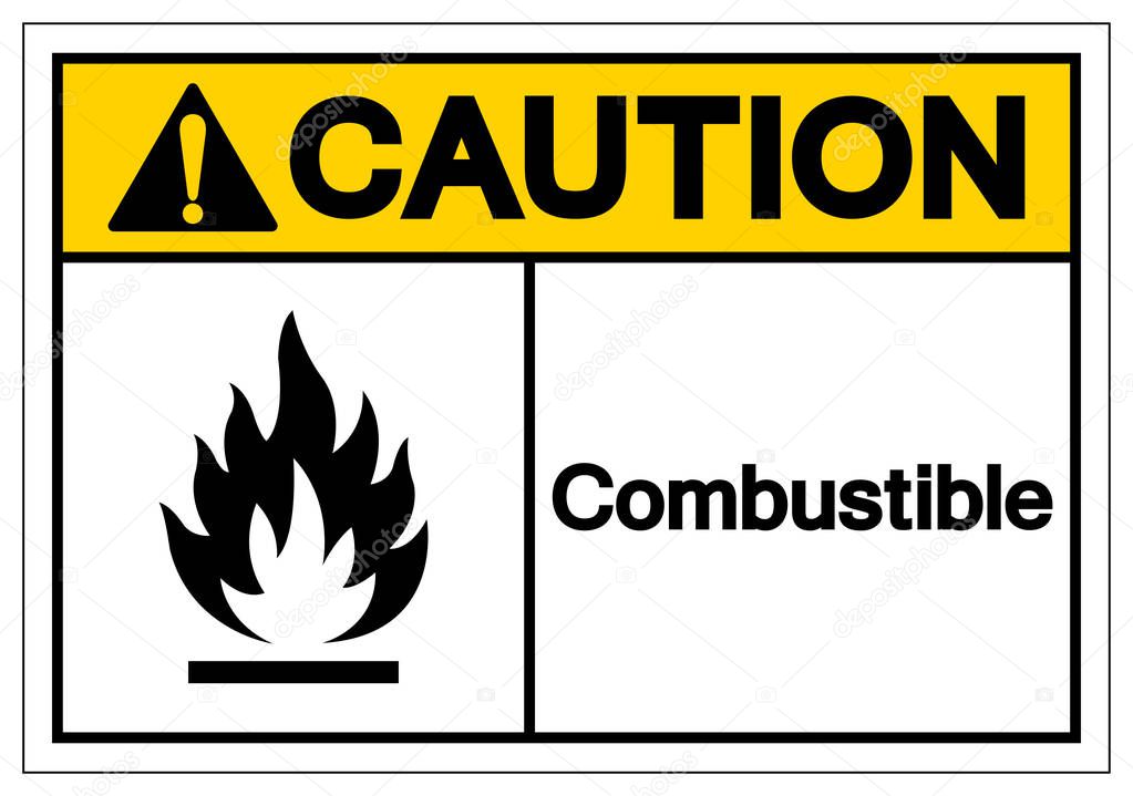 Precaución Signo de símbolo combustible, ilustración vectorial ...
