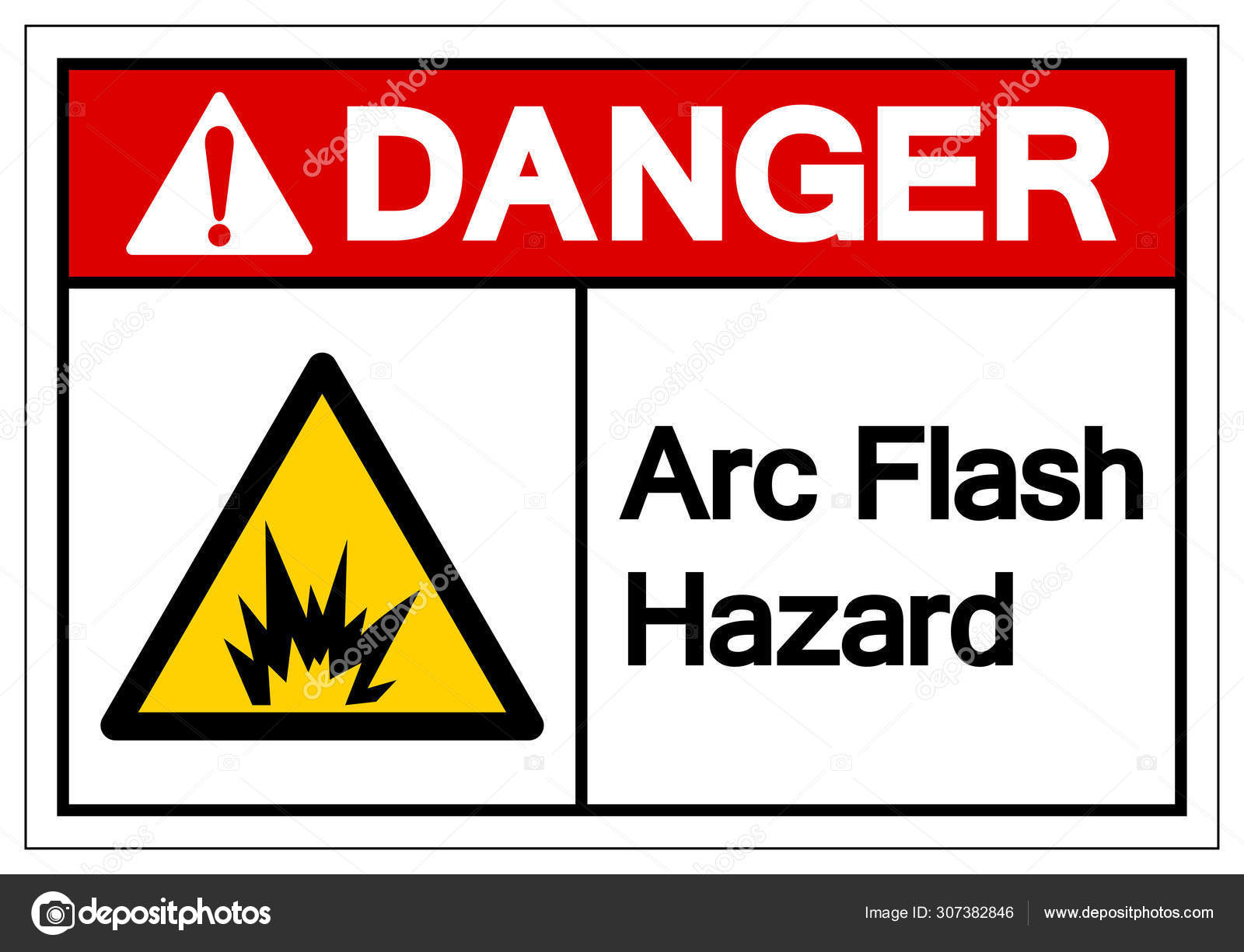 Danger Arc Flash Hazard Symbol Sign, Vector Illustration, Isolate On ...