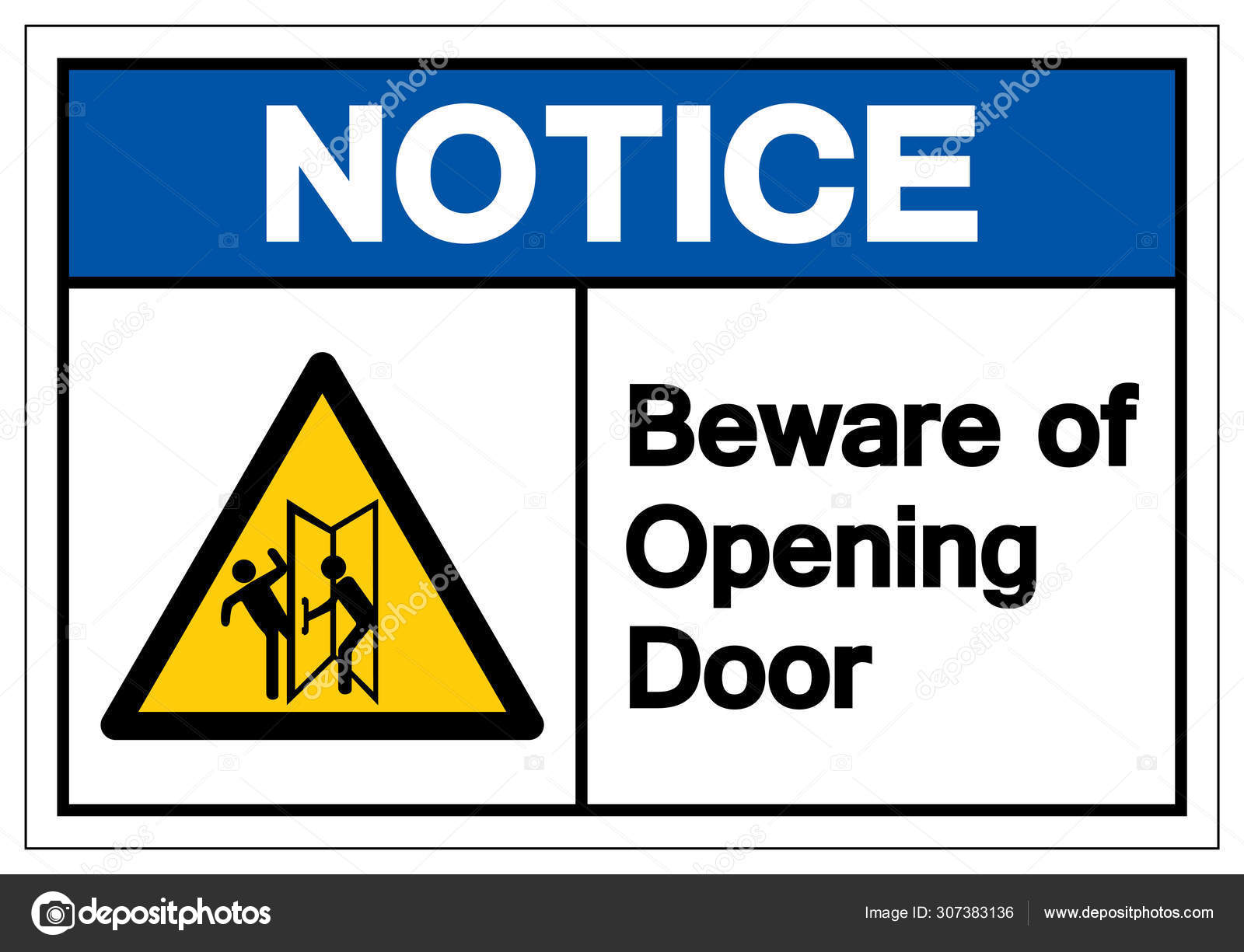 Notice Beware Of Opening Door Symbol Sign, Vector Illustration, Isolate ...