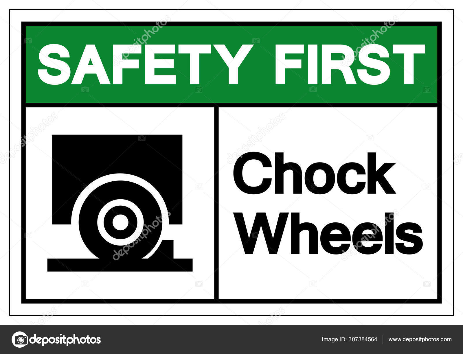 Safety First Chock Wheels Symbol Sign, Vector Illustration, Isolate On ...