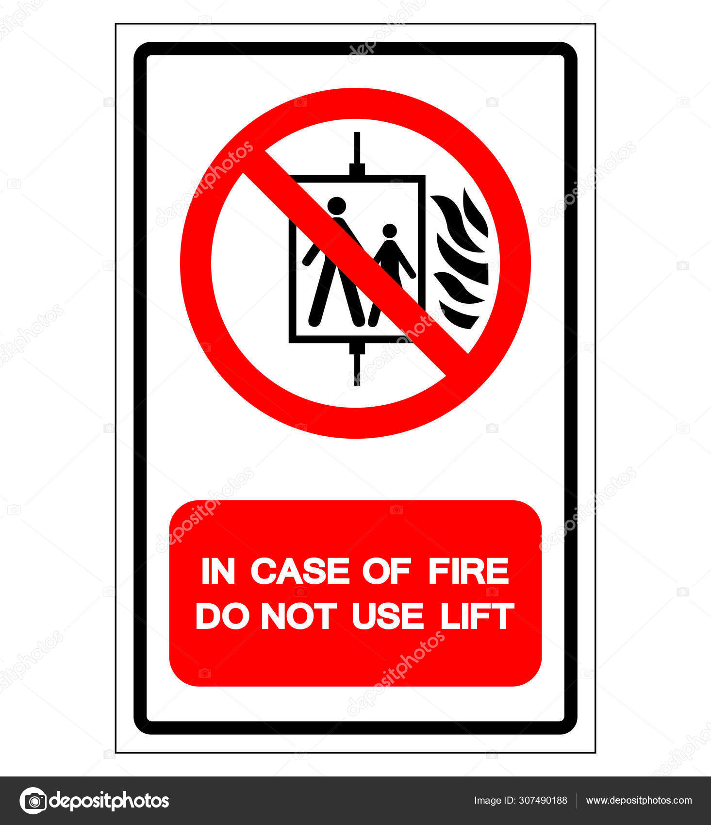 Dalam Case Of Fire Do Not Use Lift Symbol Sign, Vector Illustration ...