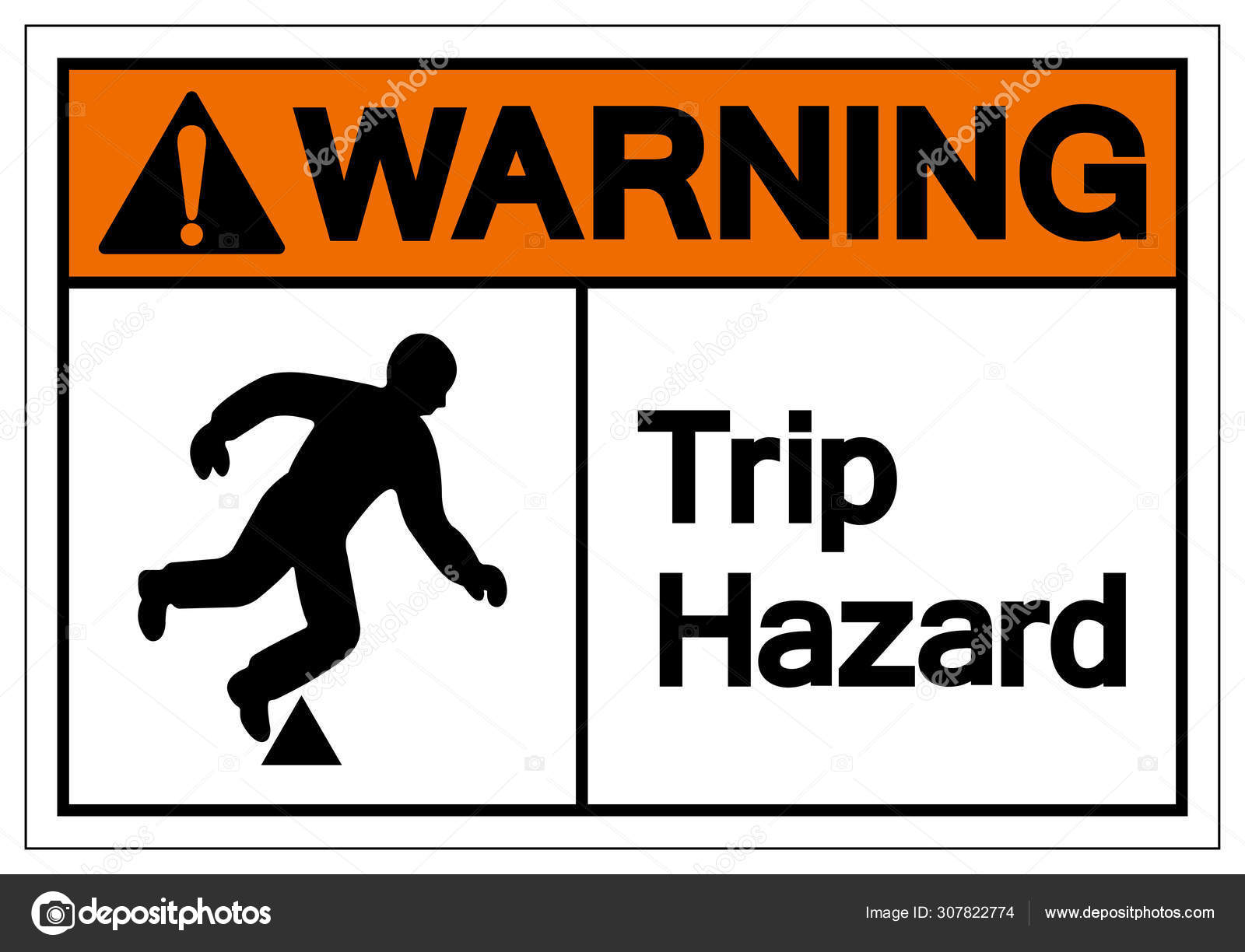 Warning Trip Hazard Symbol Sign, Vector Illustration, Isolate On White ...