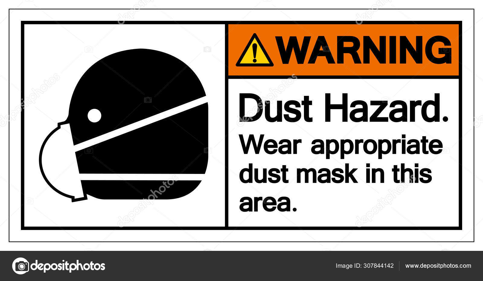 Warning Dust Hazard Wear Appropriate Dust Mask In This Area Symbol Sign ...