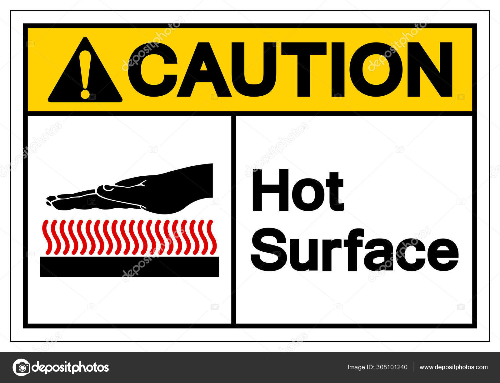 Caution Hot Surface Symbol Sign, Vector Illustration, Isolate On White ...