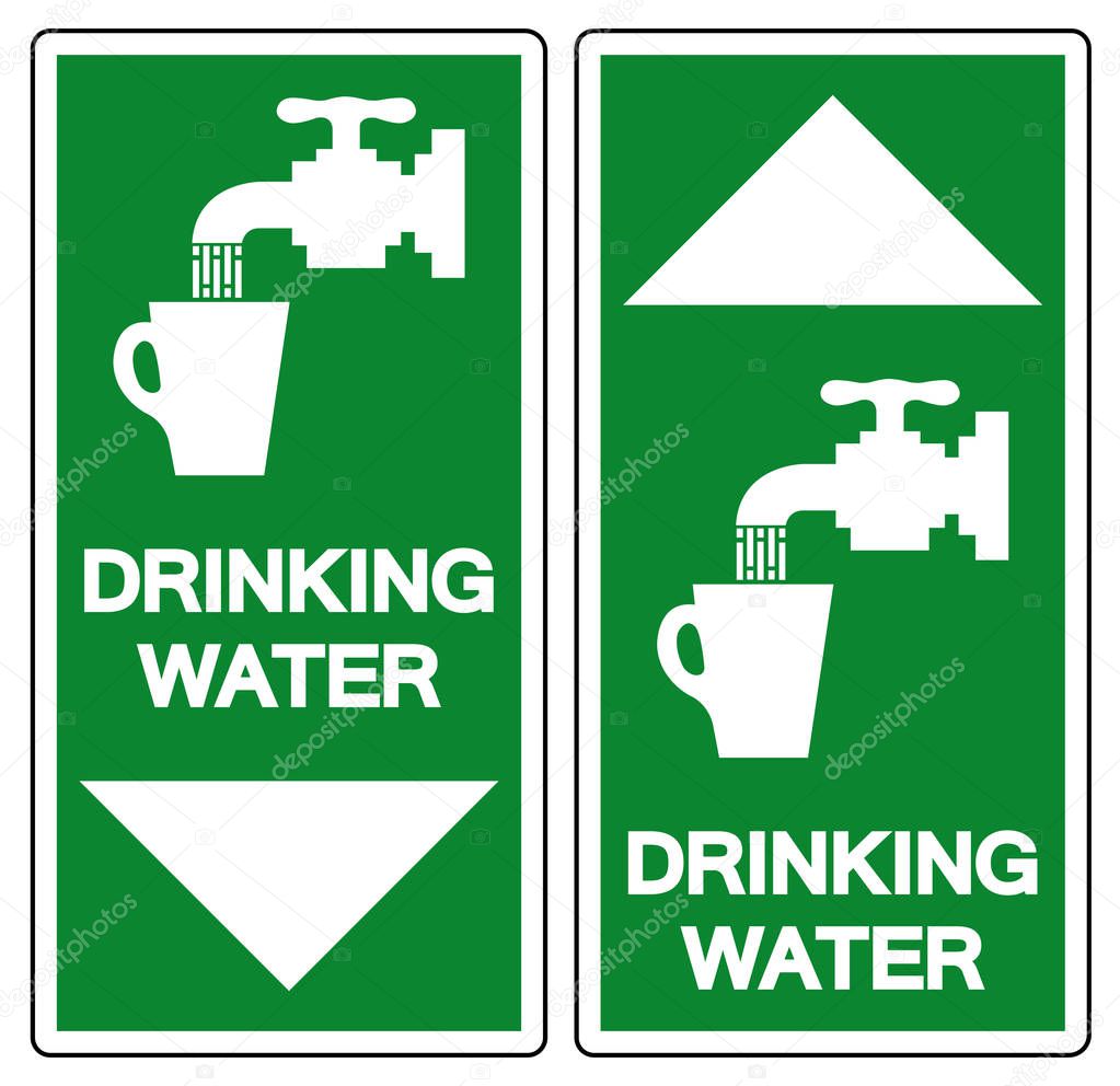 Signo de símbolo de agua potable, ilustración de vectores, aislamiento ...