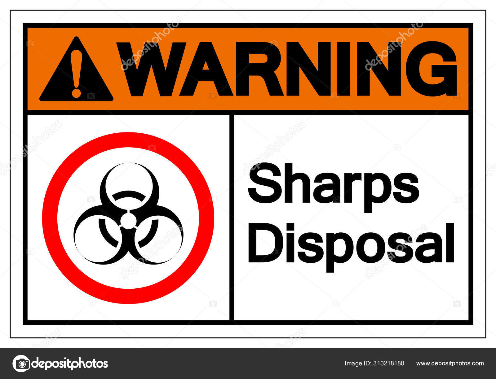Warning Sharps Disposal Symbol Sign, Vector Illustration, Isolated On ...