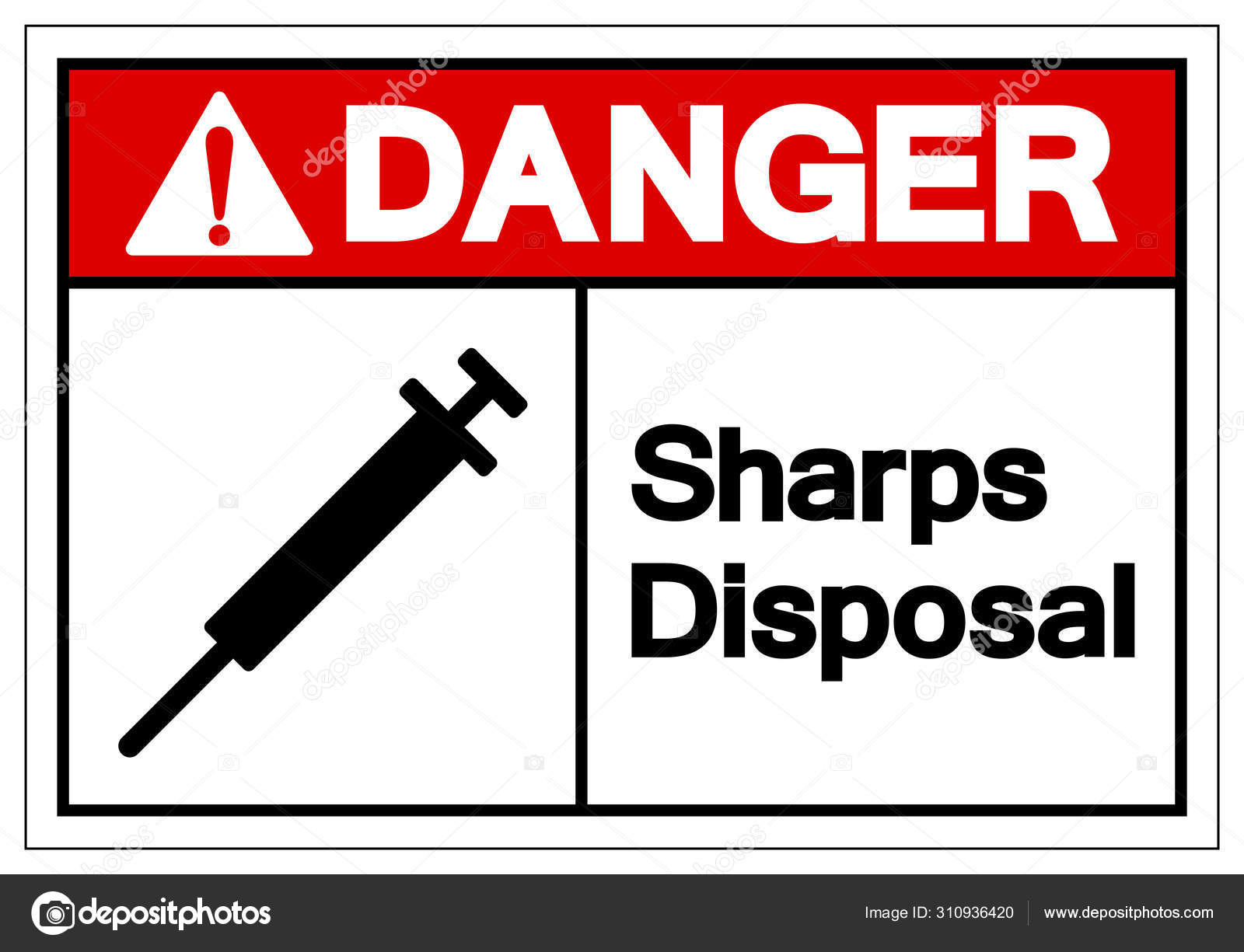Danger Sharps Disposal Symbol Sign, Vector Illustration, Isolated On ...