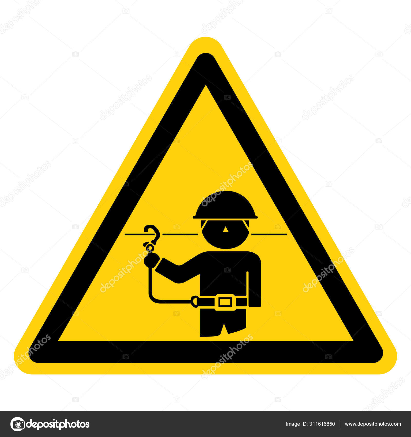 Warning Use Safety Belt Symbol Sign,Vector Illustration, Isolated On ...