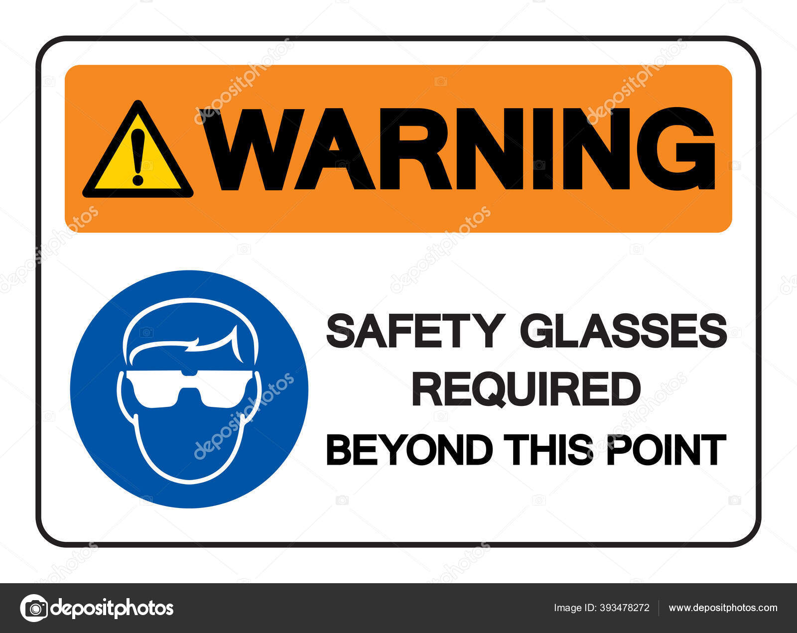 Warning Safety Glasses Memerlukan Point Symbol Sign Vector Illustration