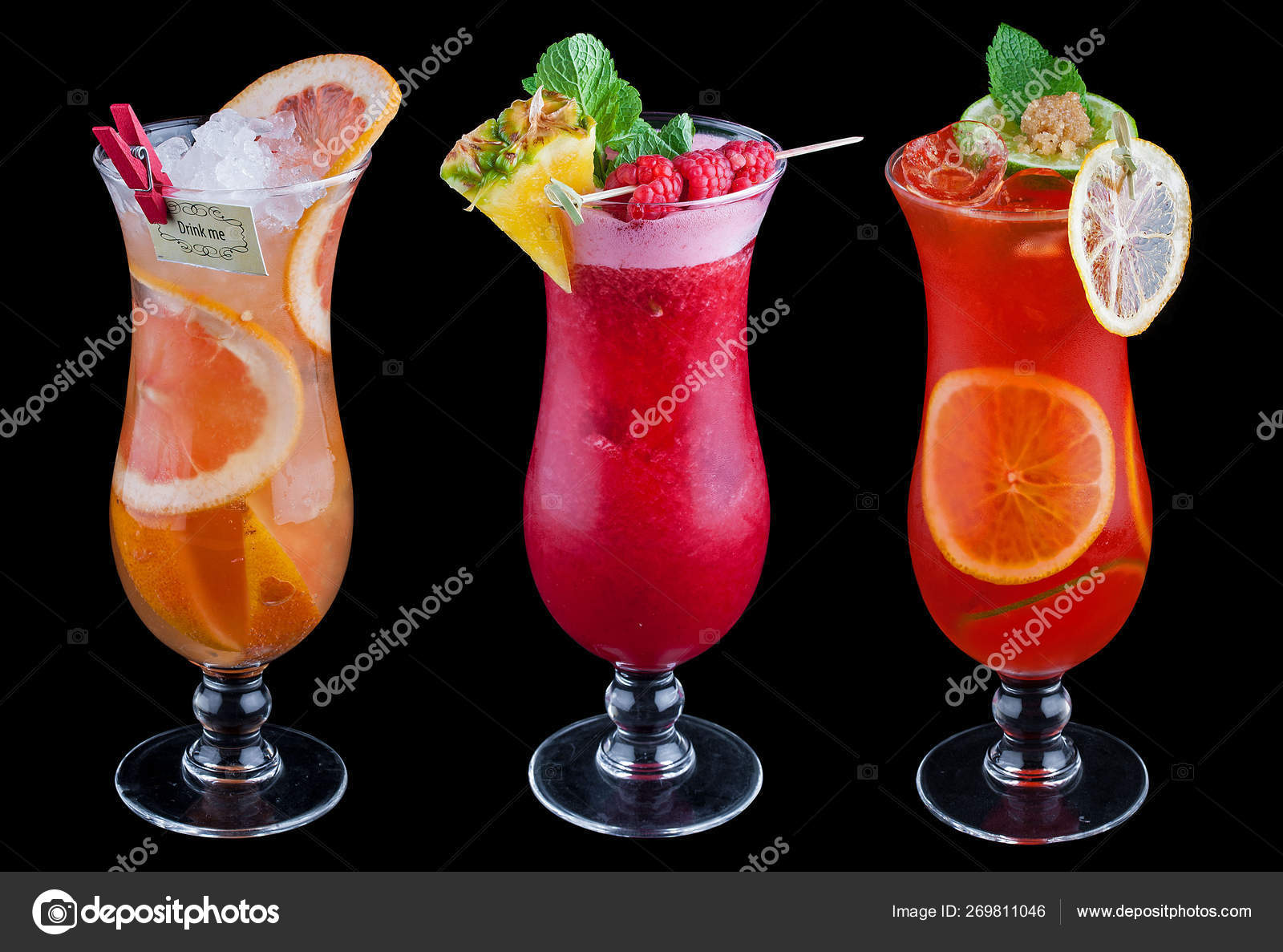 The original fruit cocktail on a black background Stock Photo by ...
