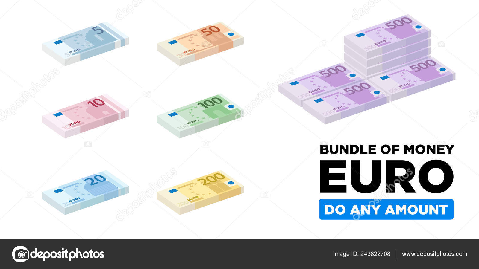 Euro Money Isometric Minimalistic Bundle Europe Paper Money Vector One ...