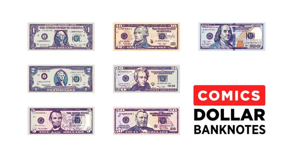 100 Dollars Money Comics Paper Banknotes Usa Vector Business Art Stock ...