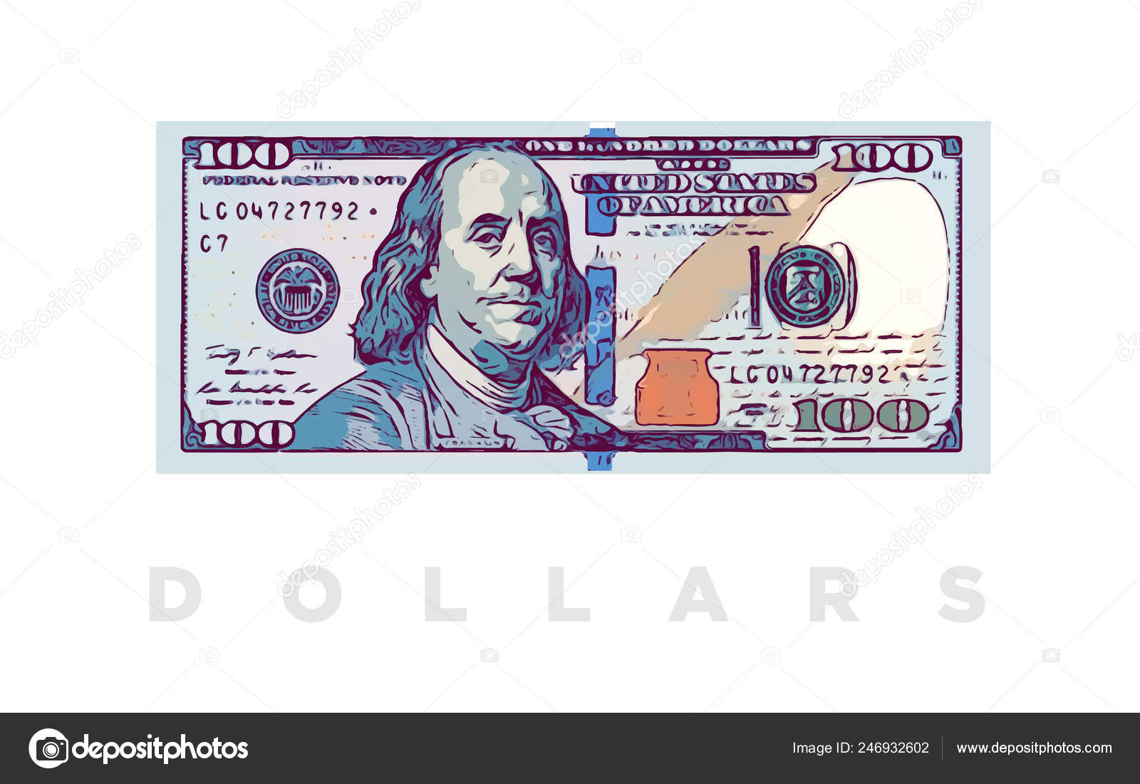 100 Dollars Money Comics Paper Banknotes Usa Vector Business Art Stock ...