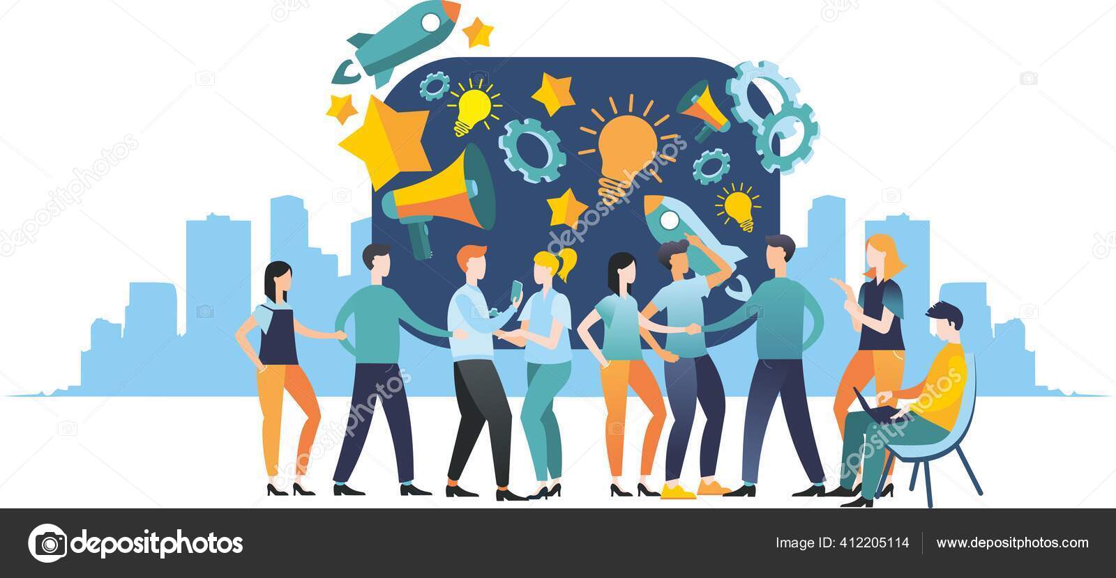 Vector Illustration Flat Design Large Group Decision Tasks ...