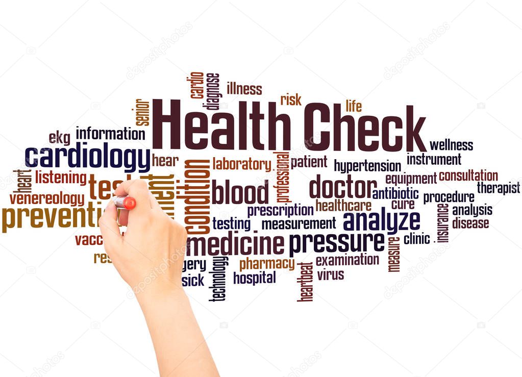 Health Check nube de palabras y concepto de escritura a mano sobre ...