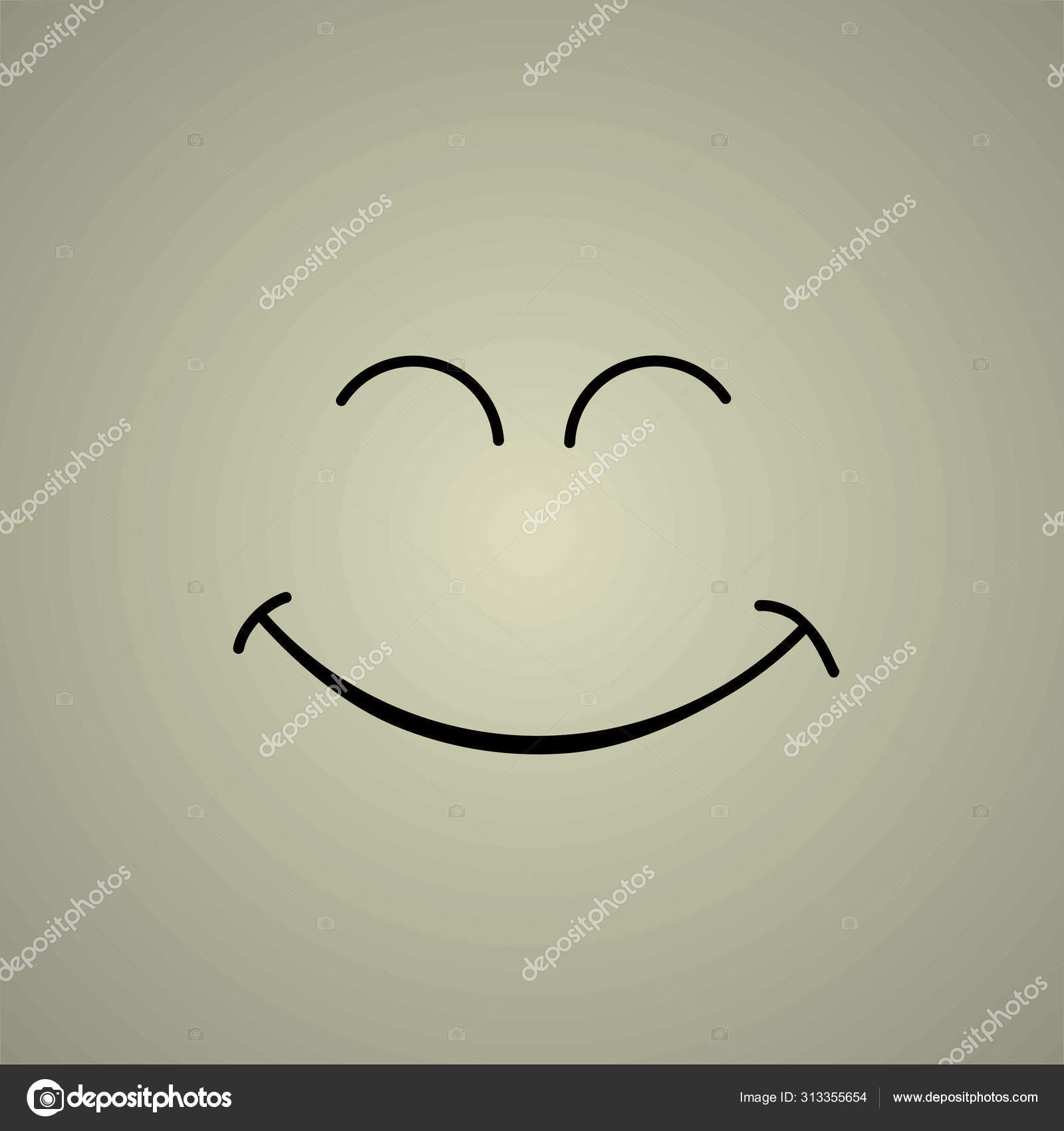 Sorriso Feliz Com Ambos Olhos Fechado Vetor Cartoon Vetor de ...